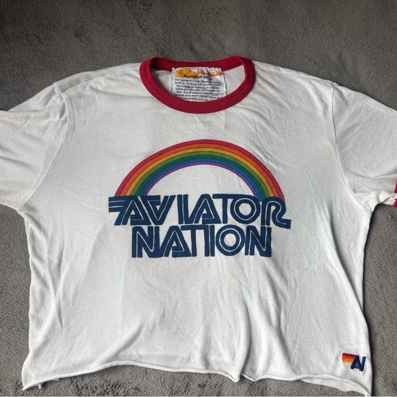 Aviator Nation | Tops | Aviator Nation 7s Boyfriend Ringer Tee Large ...